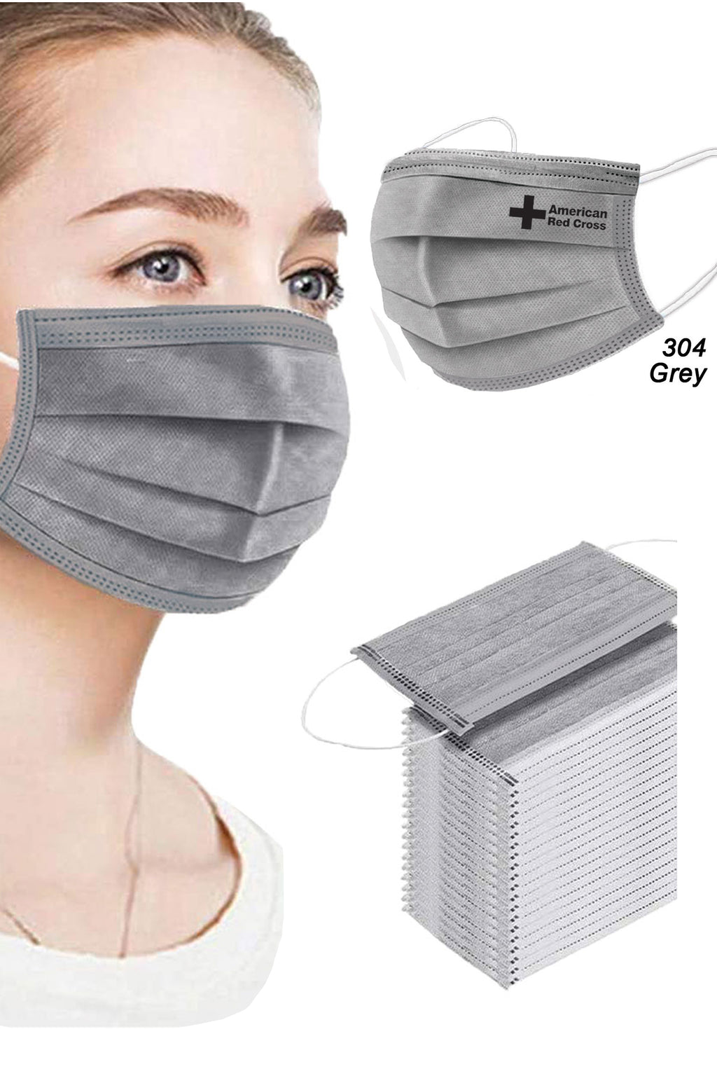CW304 - Grey Disposable Face Mask - 3 Layered Health Protection ...